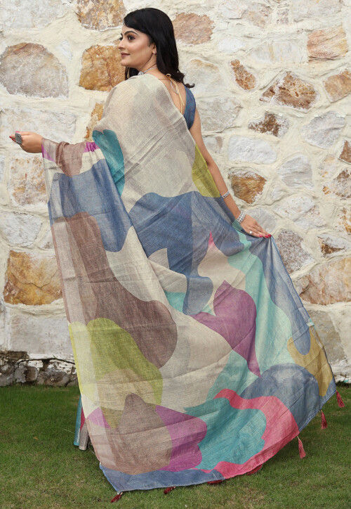 Buy Printed Cotton Saree in Multicolor Online : SPF16170 - Utsav Fashion