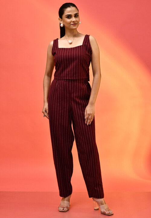 Buy Printed Handloom Cotton Crop Top Set in Maroon Online : TPK115 ...