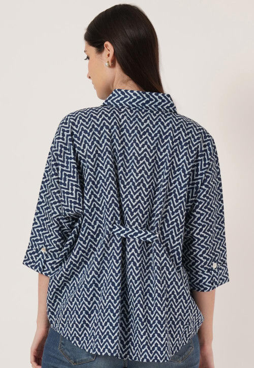 Buy Printed Pure Cotton Top in Navy Blue Online : TLU179 - Utsav Fashion
