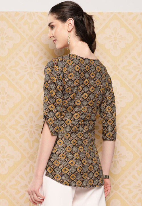 Buy Printed Pure Cotton Tunic in Brown Online : TXR933 - Utsav Fashion