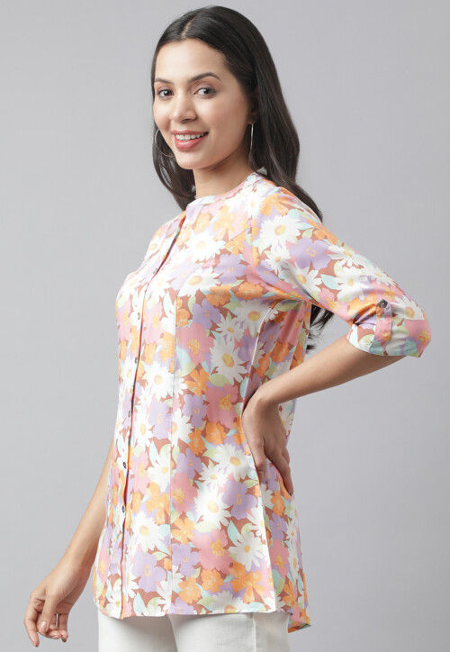 Buy Printed Rayon Top in Multicolor Online : TKV469 - Utsav Fashion