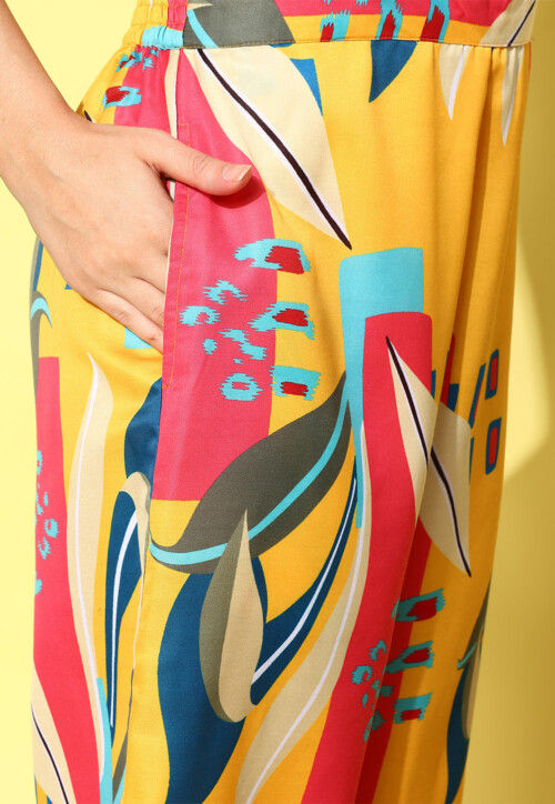 Buy Printed Satin Co Ord Set in Yellow Online : TXR944 - Utsav Fashion