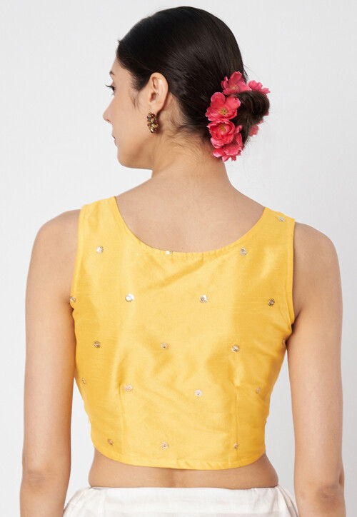 Buy Sequinned Net Crop Top in Yellow Online : TRB2094 - Utsav Fashion