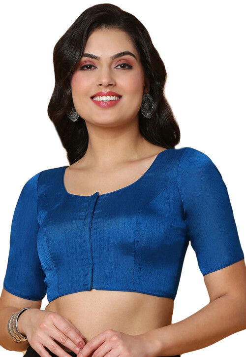 Buy Solid Color Art Silk Blouse in Blue Online : UVC1143 - Utsav Fashion