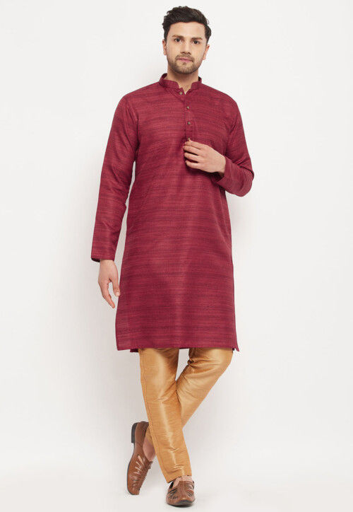 Buy Solid Color Art Silk Kurta Set in Maroon Online : MTR5713 - Utsav ...