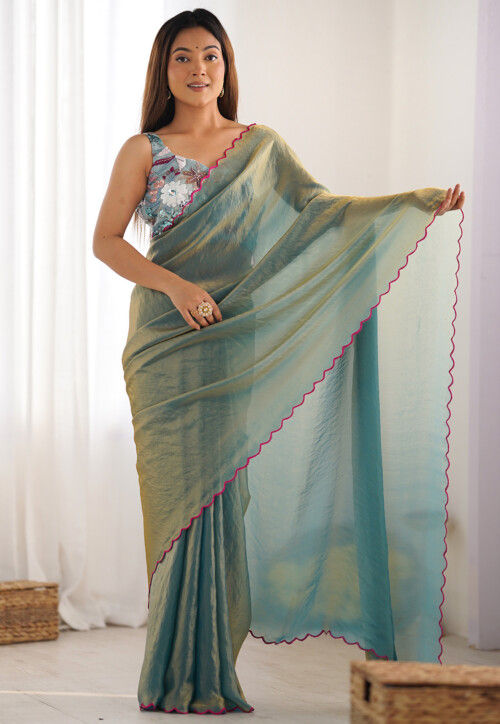 Buy Solid Color Art Silk Saree in Dusty Blue Online : SPF17044 - Utsav ...