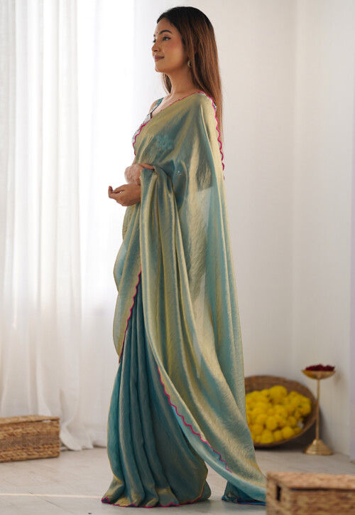 Buy Solid Color Art Silk Saree in Dusty Blue Online : SPF17044 - Utsav ...