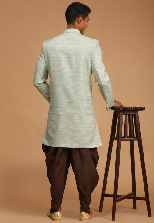 Buy Solid Color Art Silk Sherwani in Pastel Green Online : MTR5232 ...