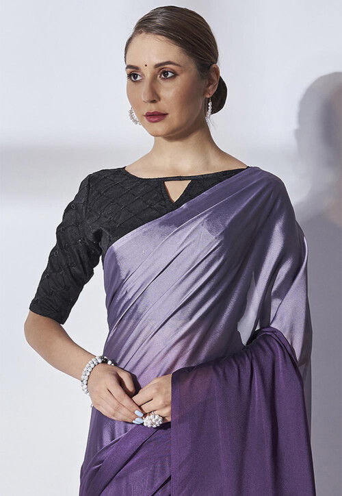 Buy Solid Color Chiffon Saree in Purple Ombre Online : SPTA13743 ...
