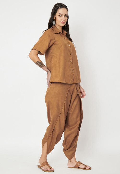 Buy Solid Color Cotton Co Ord Sets in Brown Online : TRB2028 - Utsav ...