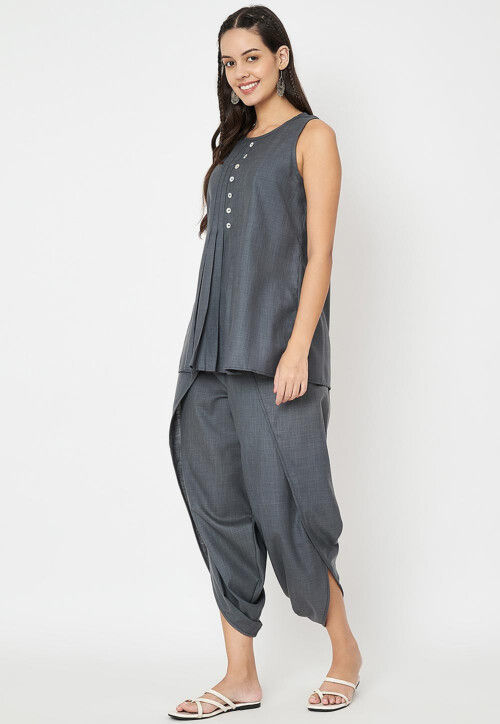 Buy Solid Color Cotton Co Ord Sets in Grey Online : TRB2030 - Utsav Fashion