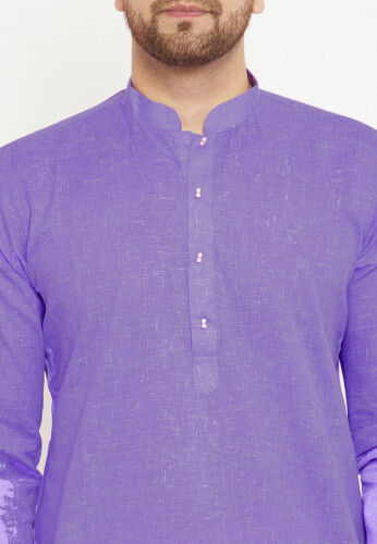 Buy Solid Color Cotton Kurta in Light Purple Online : MTR2363 - Utsav ...
