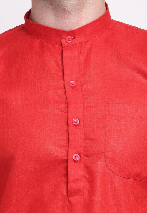 Buy Solid Color Cotton Kurta in Red Online : MMQ1960 - Utsav Fashion
