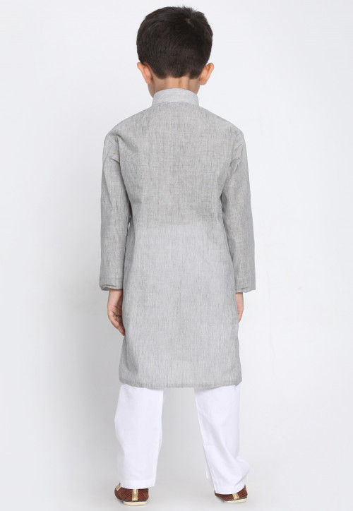 Buy Solid Color Cotton Kurta Set in Light Grey Online : UTJ506 - Utsav ...