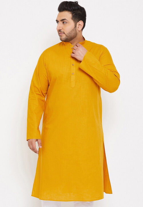 Buy Solid Color Cotton Kurta Set in Mustard Online : MVE3953 - Utsav ...