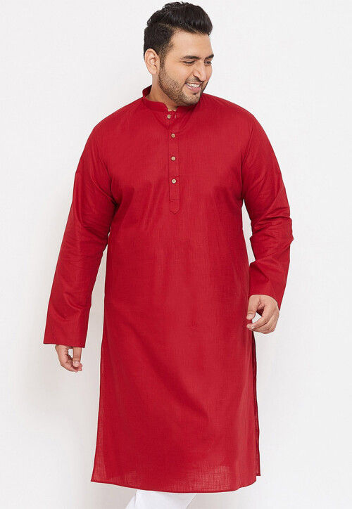 Buy Solid Color Cotton Kurta Set in Red Online : MVE3951 - Utsav Fashion