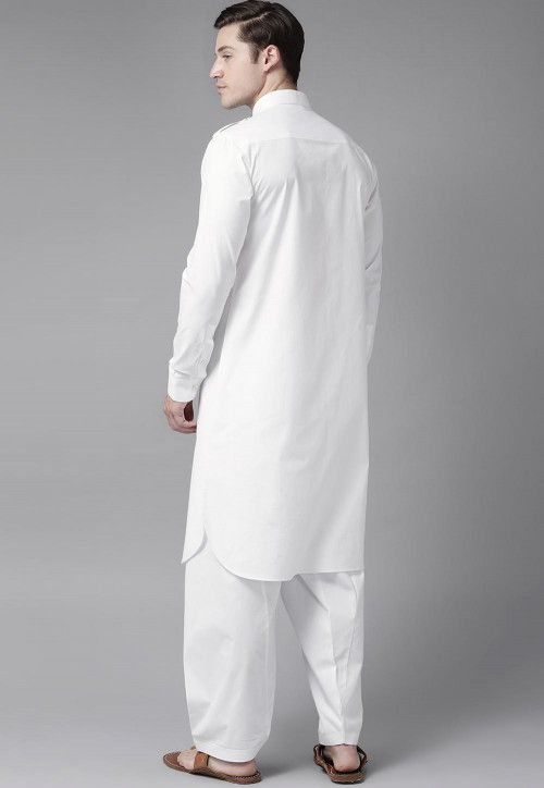 Buy Solid Color Cotton Pathani Suit in White Online : MEE1145 - Utsav ...
