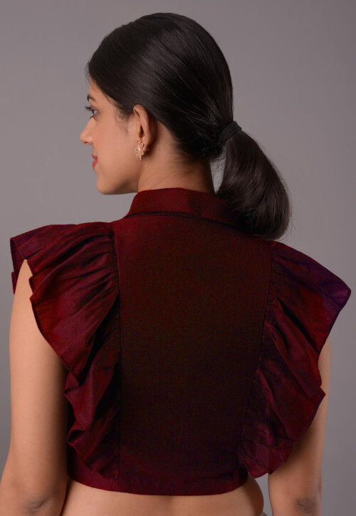 Buy Solid Color Cotton Silk Blouse in Maroon Online : UAC517 - Utsav ...