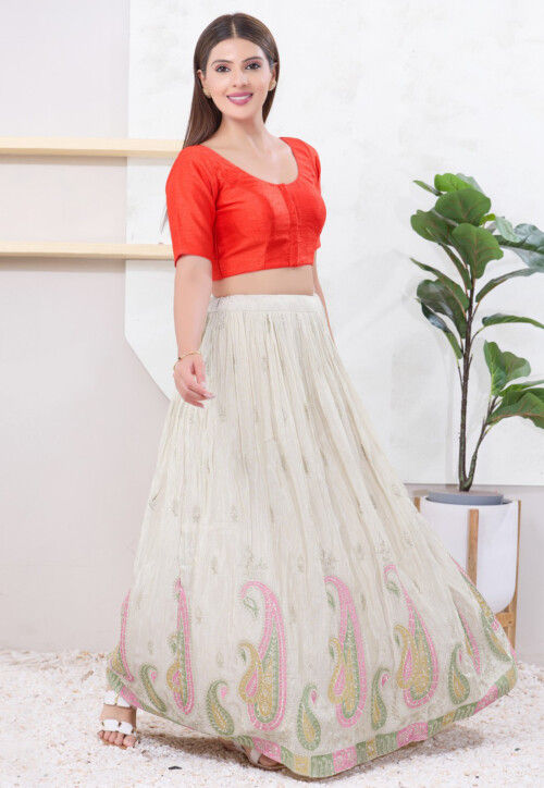 Buy Solid Color Dupion Silk Blouse in Coral Red Online : UGX1582 ...