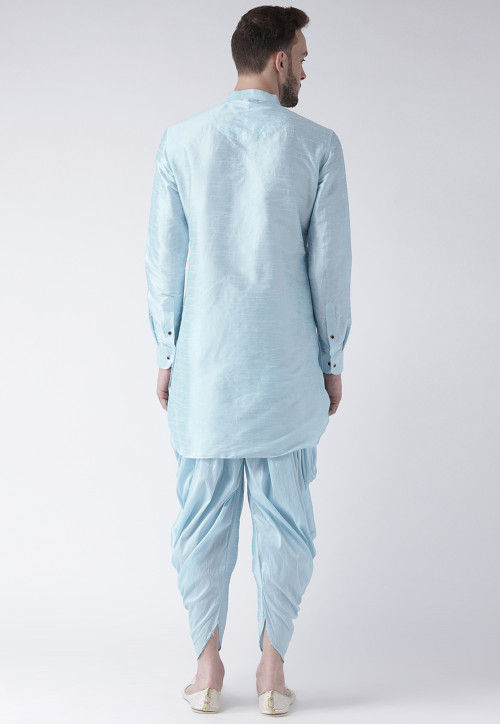 Buy Solid Color Dupion Silk Dhoti Kurta in Sky Blue Online : MHT171 ...