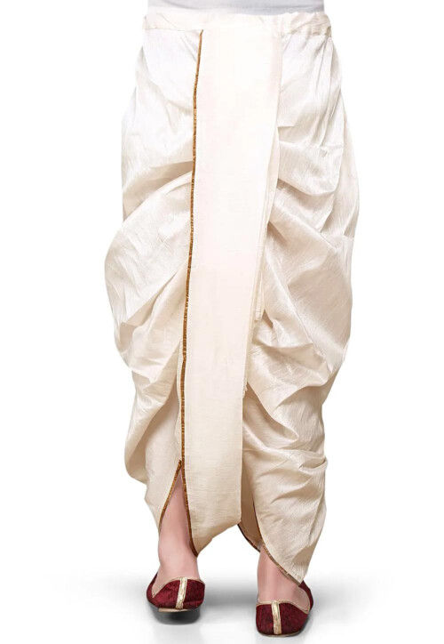 Buy Solid Color Dupion Silk Dhoti Pant in Cream Online : MXX228 - Utsav Fashion