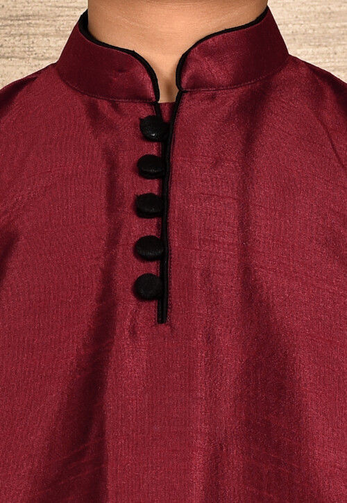 Buy Solid Color Dupion Silk Kurta in Maroon Online : UTW412 - Utsav Fashion