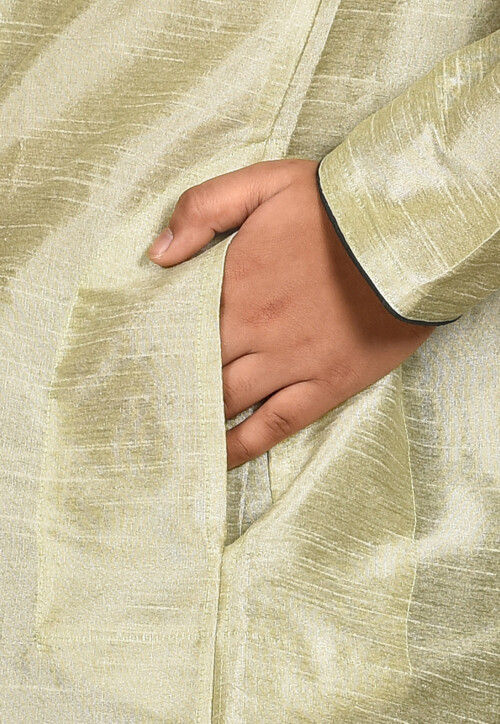 Buy Solid Color Dupion Silk Kurta in Pastel Green Online : UTW415 ...