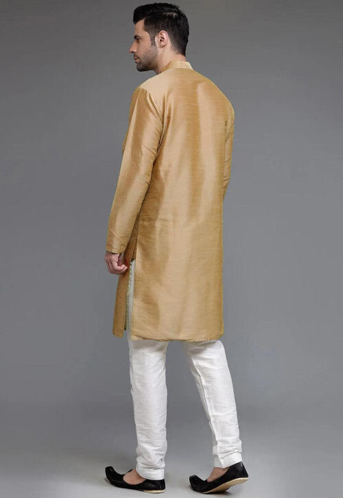 Buy Solid Color Dupion Silk Kurta Set in Beige Online : MXX747 - Utsav ...