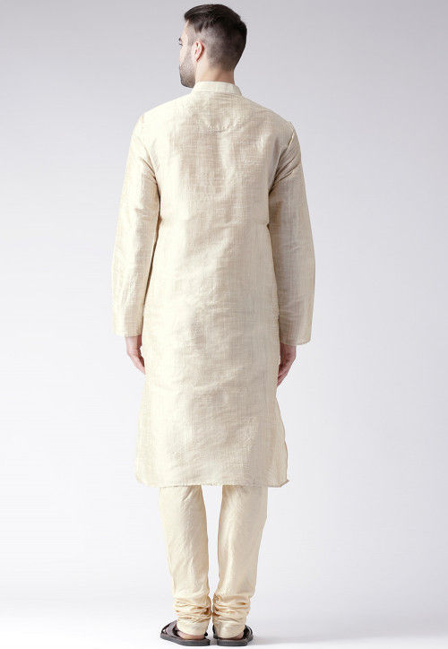 Buy Solid Color Dupion Silk Kurta Set in Cream Online : MHT52 - Utsav ...