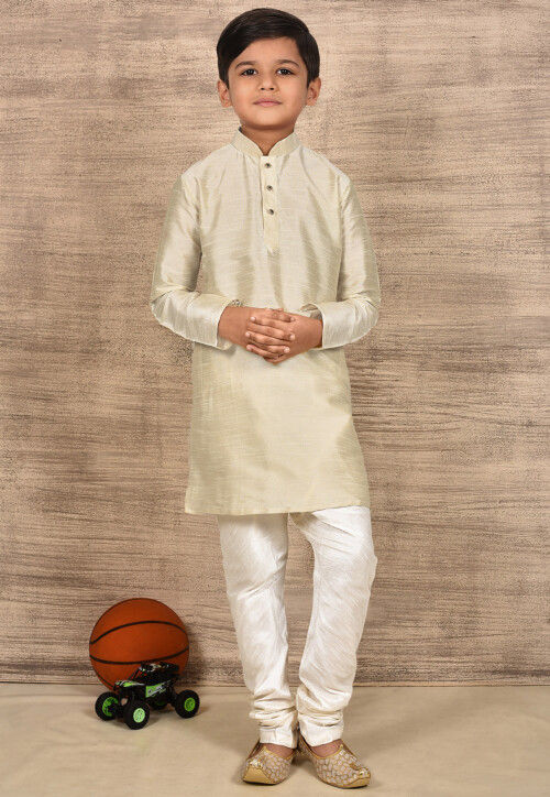 Buy Solid Color Dupion Silk Kurta Set in Light Beige Online : UTW373 ...