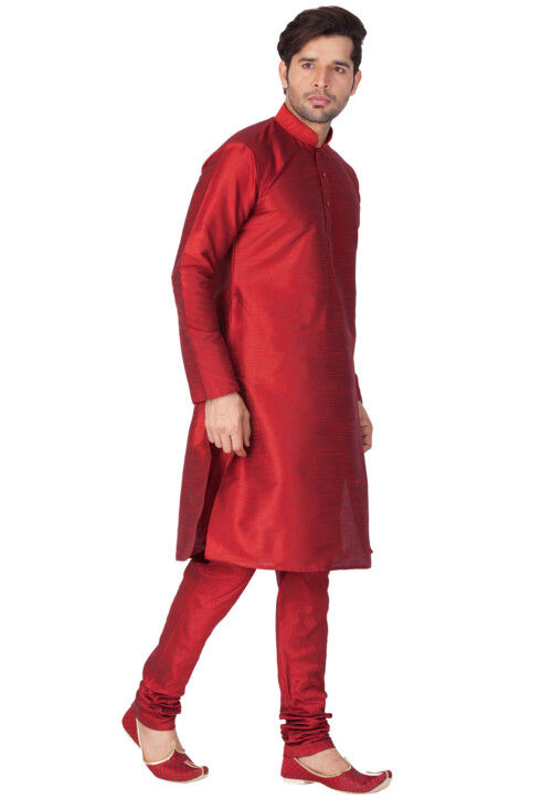 Buy Solid Color Dupion Silk Kurta Set in Maroon Online : MTR5435 ...