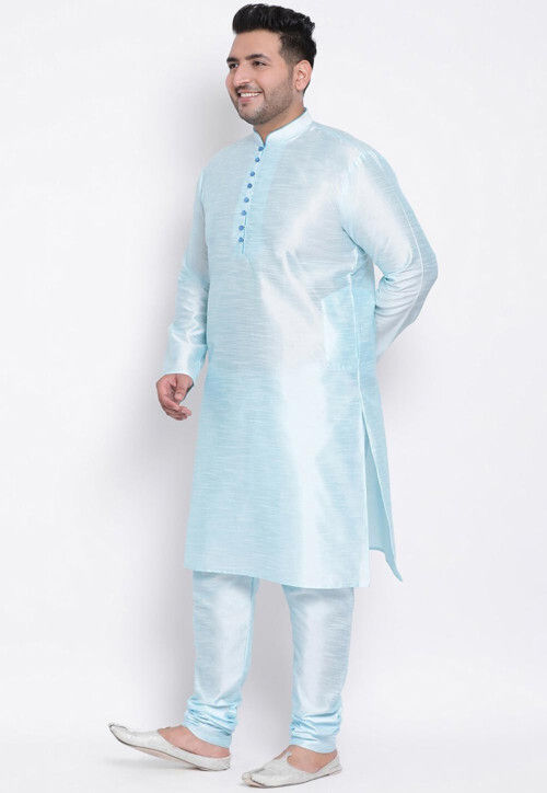 Solid Color Dupion Silk Kurta Set in Sky Blue : MMQ1752