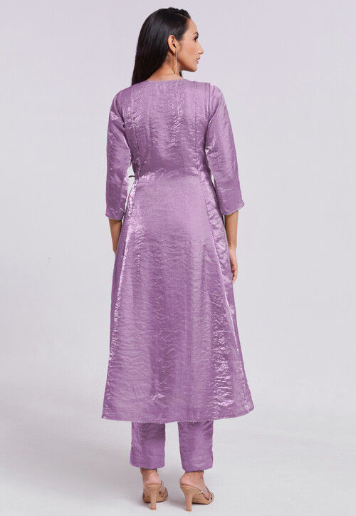 Buy Solid Color Organza A Line Kurta Set in Light Purple Online : THY84 ...