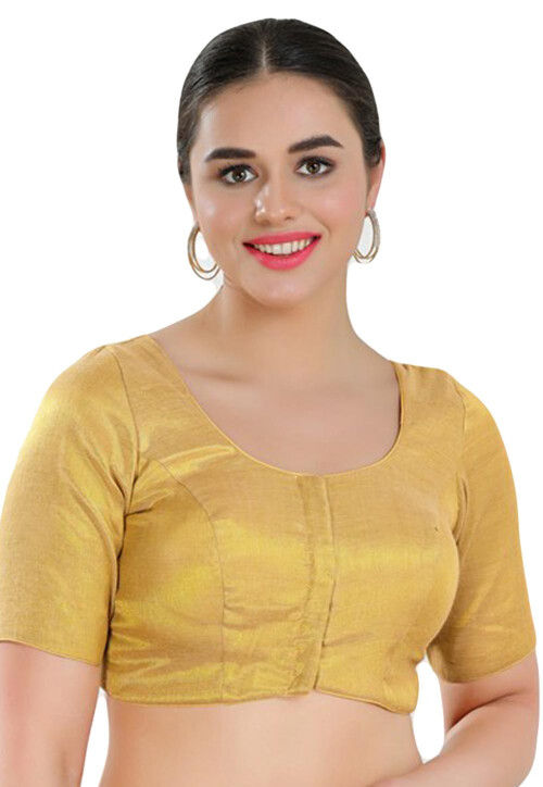 Buy Solid Color Polyester Blouse in Golden Online : UVC1245 - Utsav Fashion