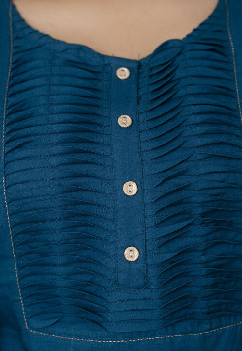 Buy Solid Color Pure Cotton Straight Kurti in Teal Blue Online : TUV632 ...