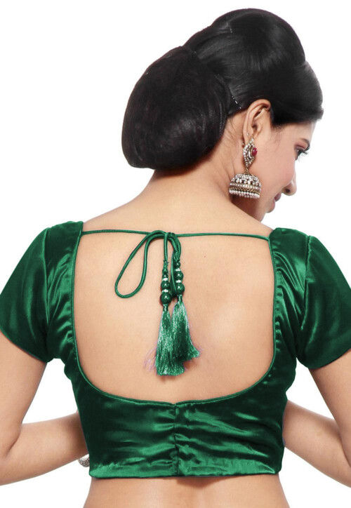 Buy Solid Color Satin Blouse in Green Online : DBU992 - Utsav Fashion