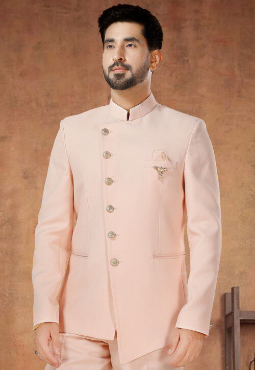 Buy Solid Color Terry Rayon Jodhpuri Suit in Peach Online : MUY1653 ...