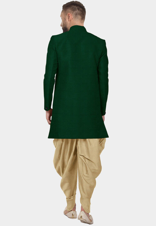 Buy Solid Color Velvet Sherwani in Dark Green Online : MTE1453 - Utsav ...