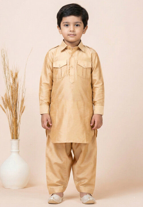 Buy Solid Color Viscose Cotton Pathani Suit in Beige Online : UAS310 ...