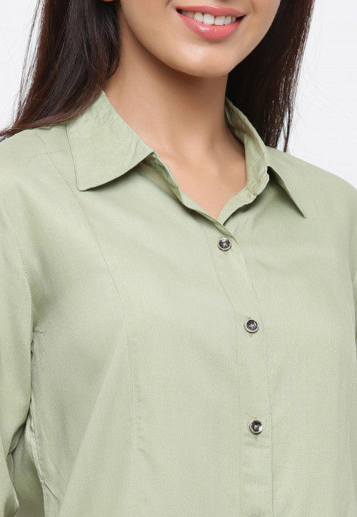 Buy Solid Color Viscose Rayon Top in Pastel Green Online : TJA2186 ...