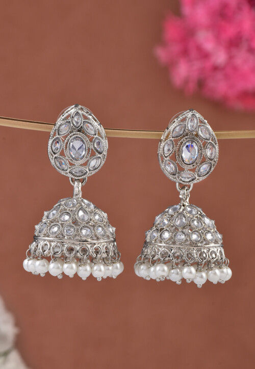 Buy Stone Studded Jhumka Style Earrings Online : JKC7782 - Utsav Fashion