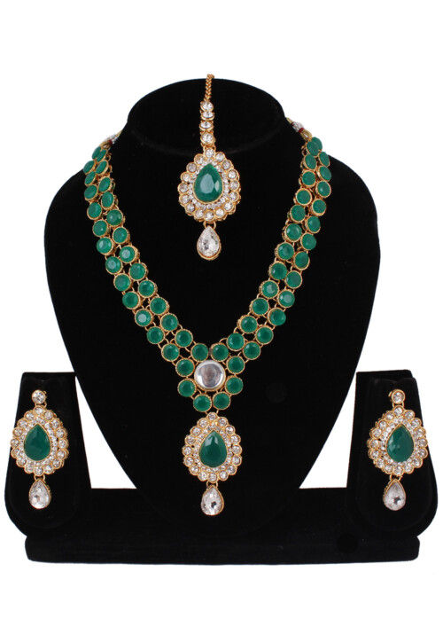 Buy Stone Studded Necklace Set Online : JCV281 - Utsav Fashion