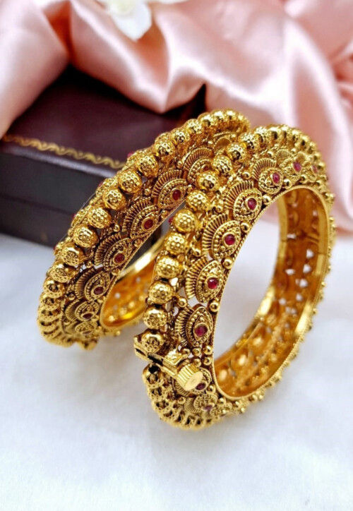 Buy Stone Studded Openable Bangle Pair Online : JKW1237 - Utsav Fashion