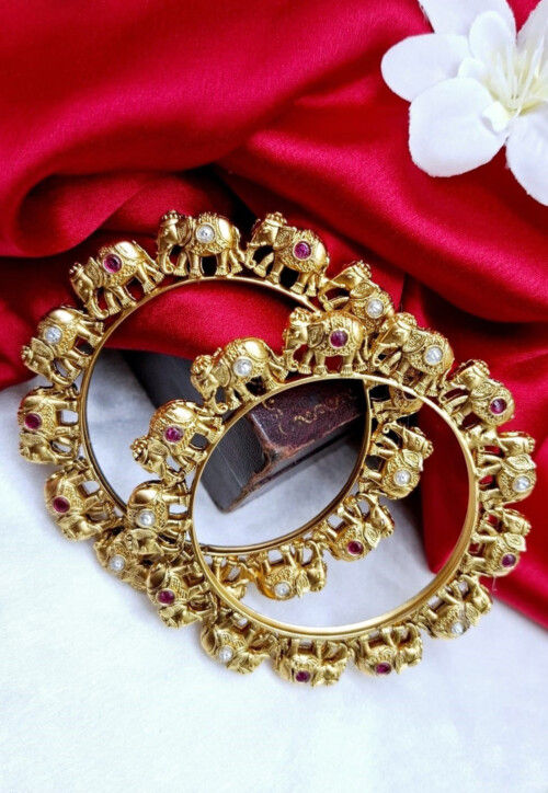 Buy Stone Studded Openable Bangle Pair Online : JKW1247 - Utsav Fashion