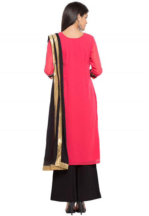 Buy Stripe Printed Georgette Pakistani Suit in Pink Online : KNF715 ...