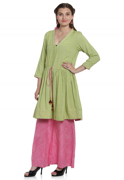 Buy Tasseled Rayon Pleated Tunic in Light Green Online : TJW887 - Utsav ...