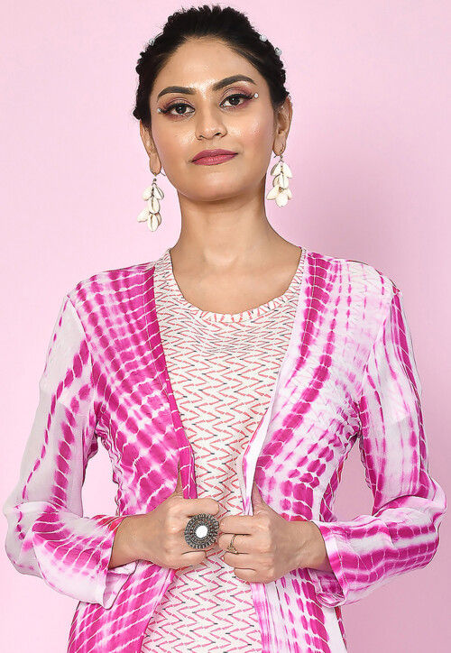 Buy Tie Dye Printed Georgette Long Open Shrug in Pink Online : TAC128 ...