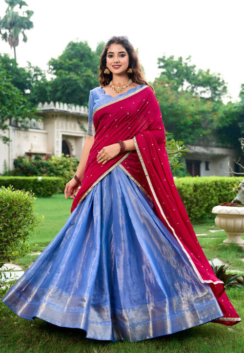 Buy Woven Art Silk Lehenga in Blue Online : LQU1535 - Utsav Fashion