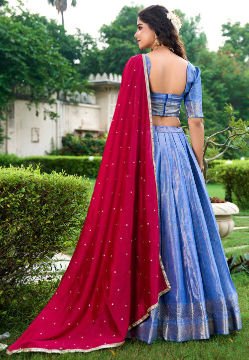 Buy Woven Art Silk Lehenga in Blue Online : LQU1535 - Utsav Fashion