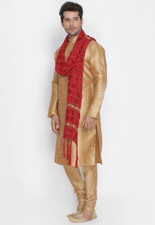 Buy Woven Art Silk Men Stole in Maroon Online : MMQ2550 - Utsav Fashion